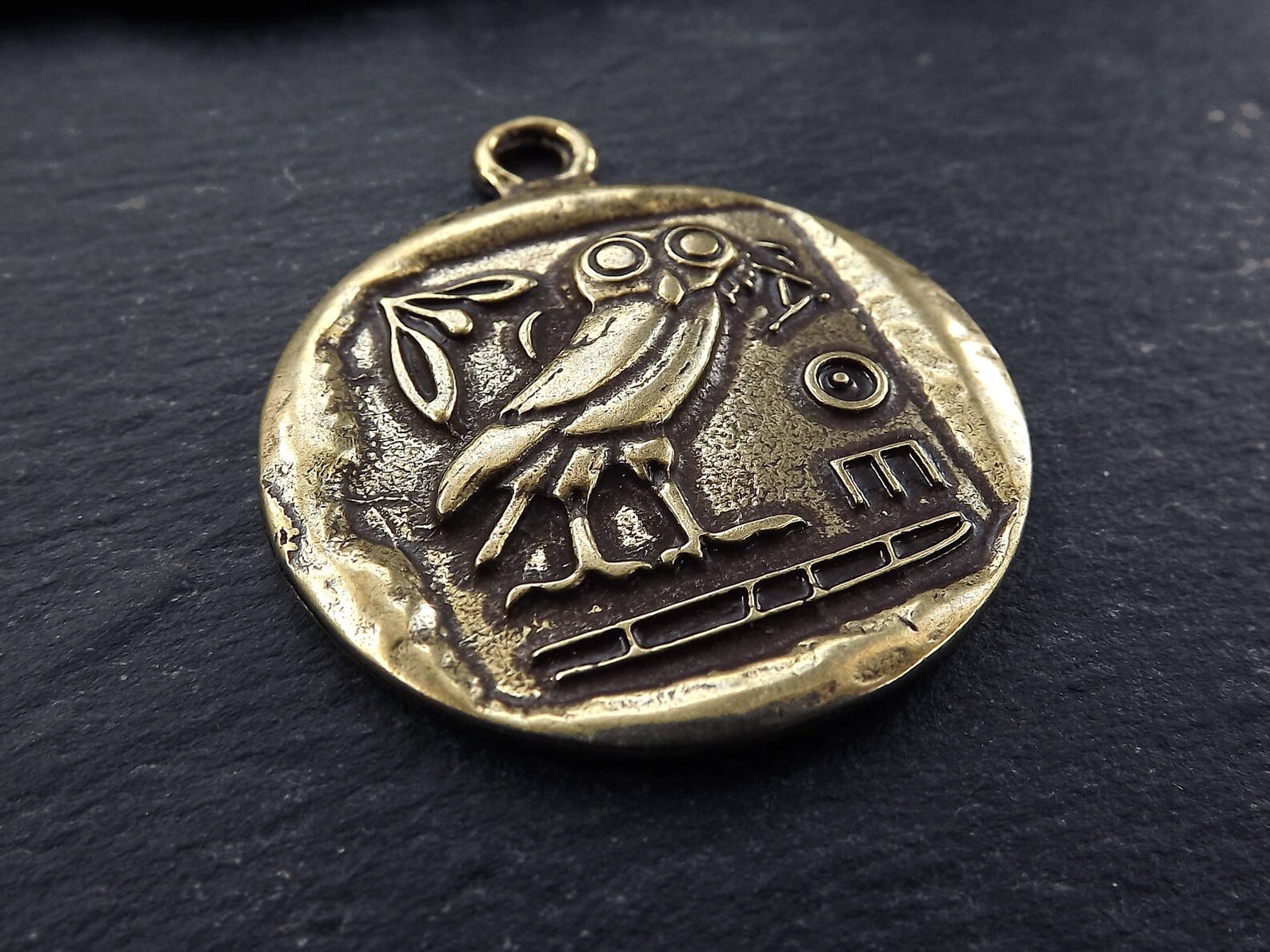 Greek Owl Athena Coin Pendant Symbol of Wisdom Mascot of - Etsy