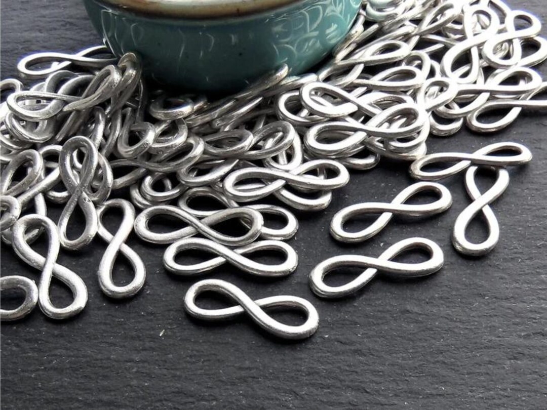 8 Small Figure Eight Infinity Eternity Connector, Matte Antique Silver ...
