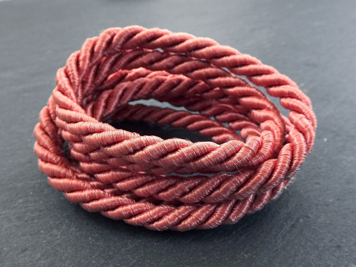 Coral 7mm Twisted Rayon Satin Rope Silk Braid Cord 3 Ply - Etsy