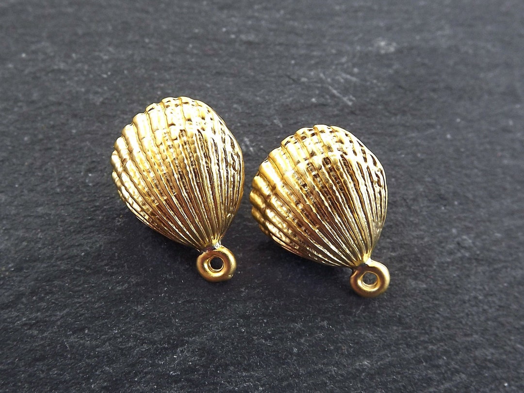 Shell Earring Posts, Small Scallop Stud Earrings, Clam Seashell, Ear ...
