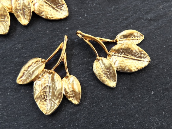 Gold Leaf Pendant Charms Vine Leaves Branch Pendant Charm - Etsy