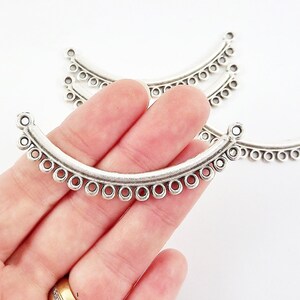 4 Looped Curve Bar Connector - Matte Silver Plated - Etsy