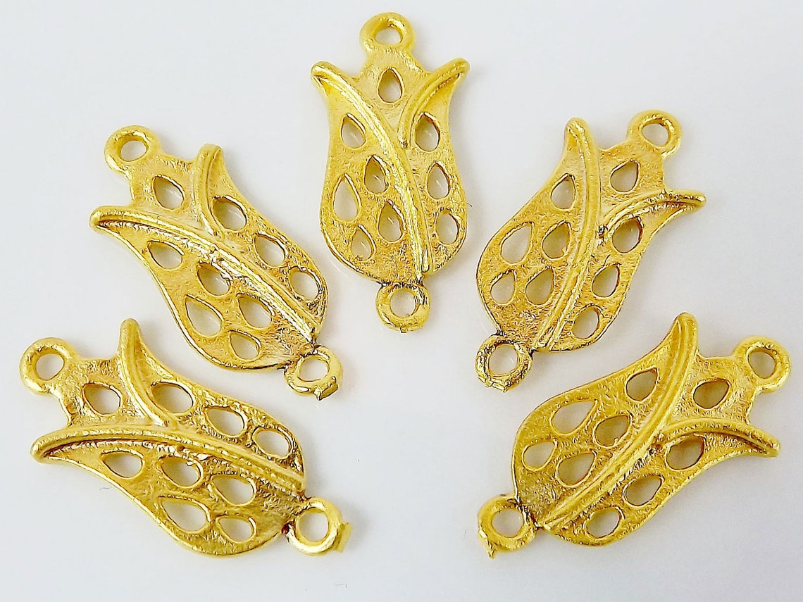 5 Tulip Connectors - 22k Matte Gold Plated - GCM114 - Etsy