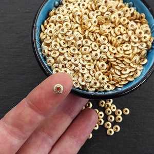 Gold Ribbed Beads, Gold Brass Beads, Small Metal Beads, Bead, Spacers ...