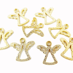 8 Mini Textured Angel Charms - 22k Matte Gold Plated - Etsy