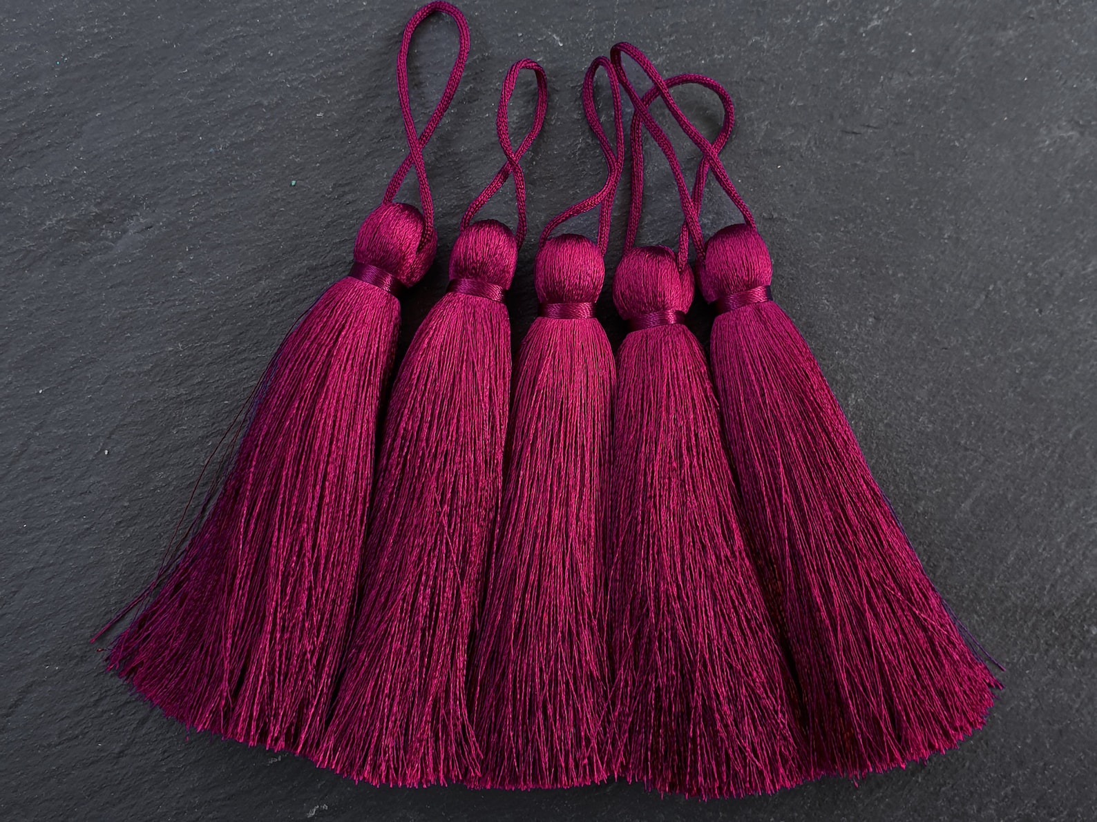 Burgundy Silk Tassels Braided Loop Handmade High Quality | Etsy