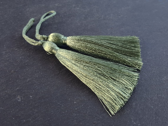 Long Pale Olive Green Silk Thread Tassels 3 Inches 77mm | Etsy