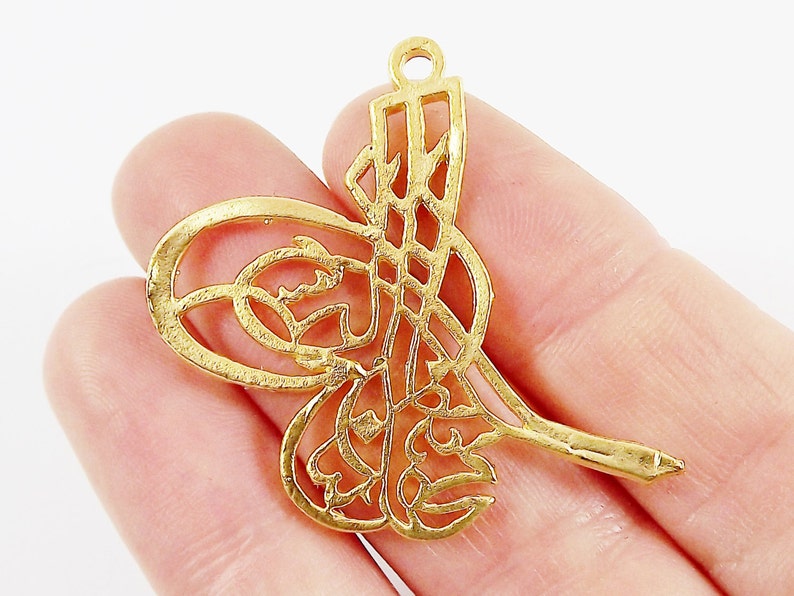 Ottoman Tughra Charms - Tugra - 22k Matte Gold Plated - 2pc - Etsy
