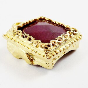 Deep Red Square Jade Pendant - Rustic Swirl Bezel - 22k Matte Gold ...