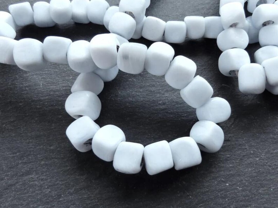 10mm Frosted White Glass Cube Square Beads, Rustic Traditional Turkish ...