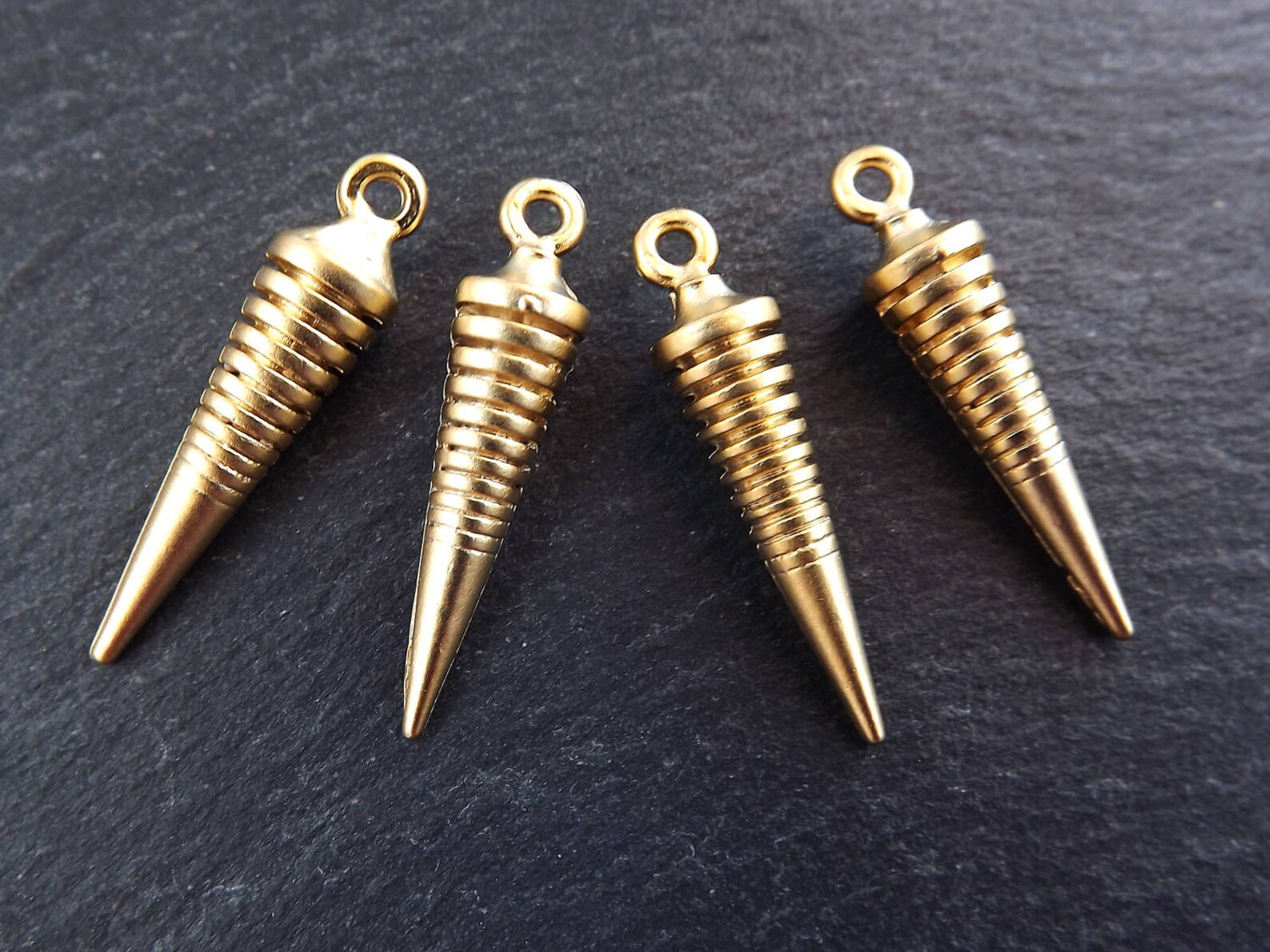 Gold Spike Charms, Gradient Lines Drop Pendulum, Minimalist Charms, Non ...