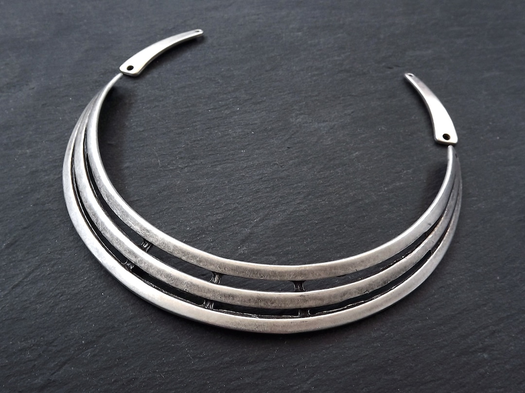 Silver Necklace Collar, Rimmed Necklace, Silver Collar, Focal Collar ...