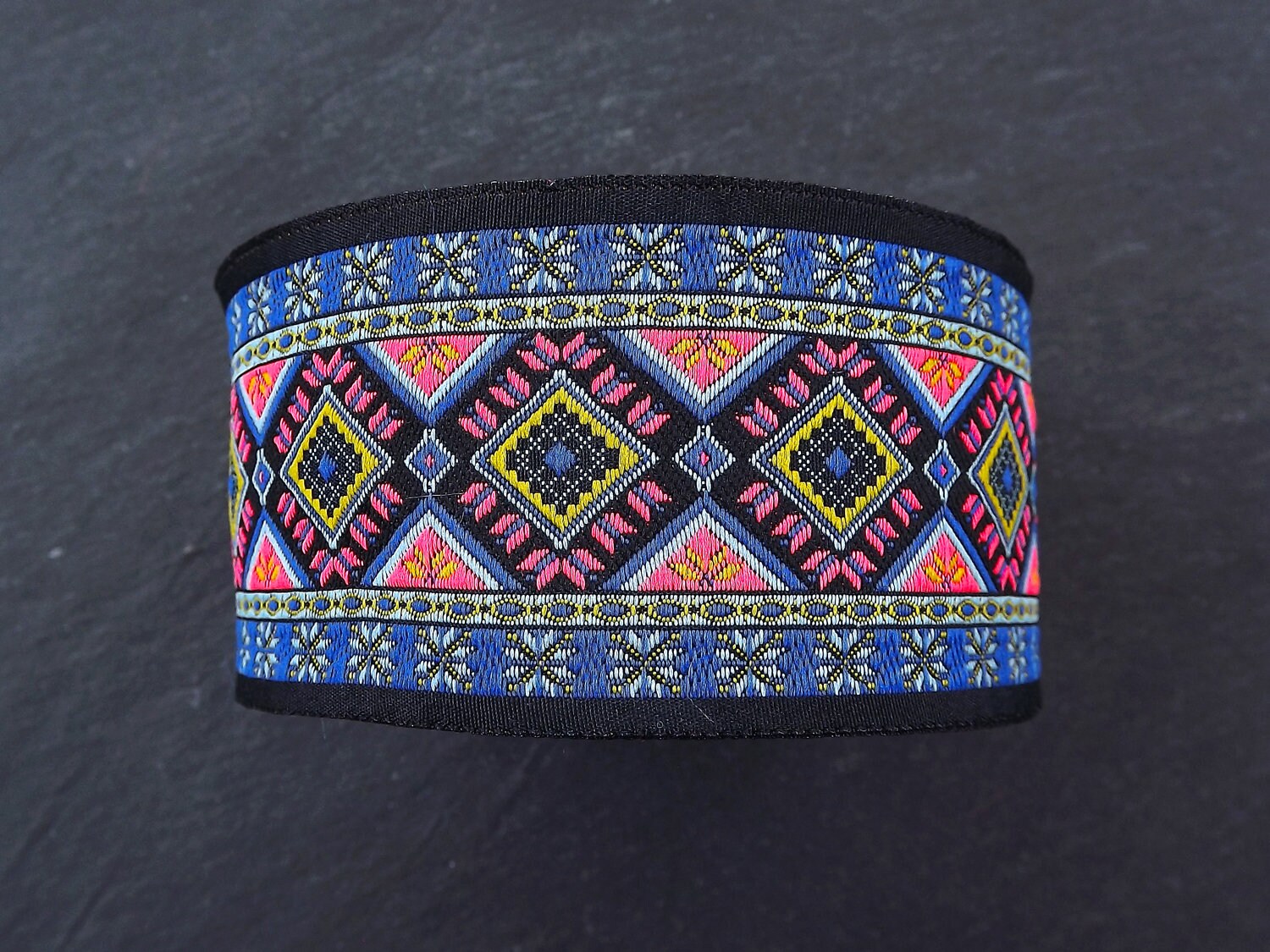 Ethnic Ribbon Geometric Diamond Blue Pink Black Woven - Etsy