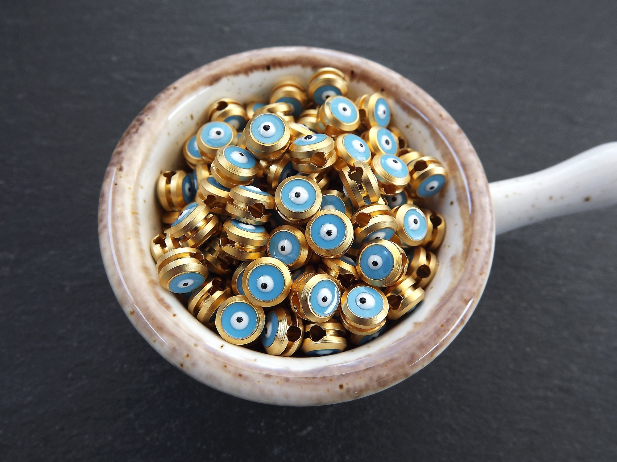 Evil Eye Beads Blue Evil Eye Enamel Evil Eye Bead Bead | Etsy