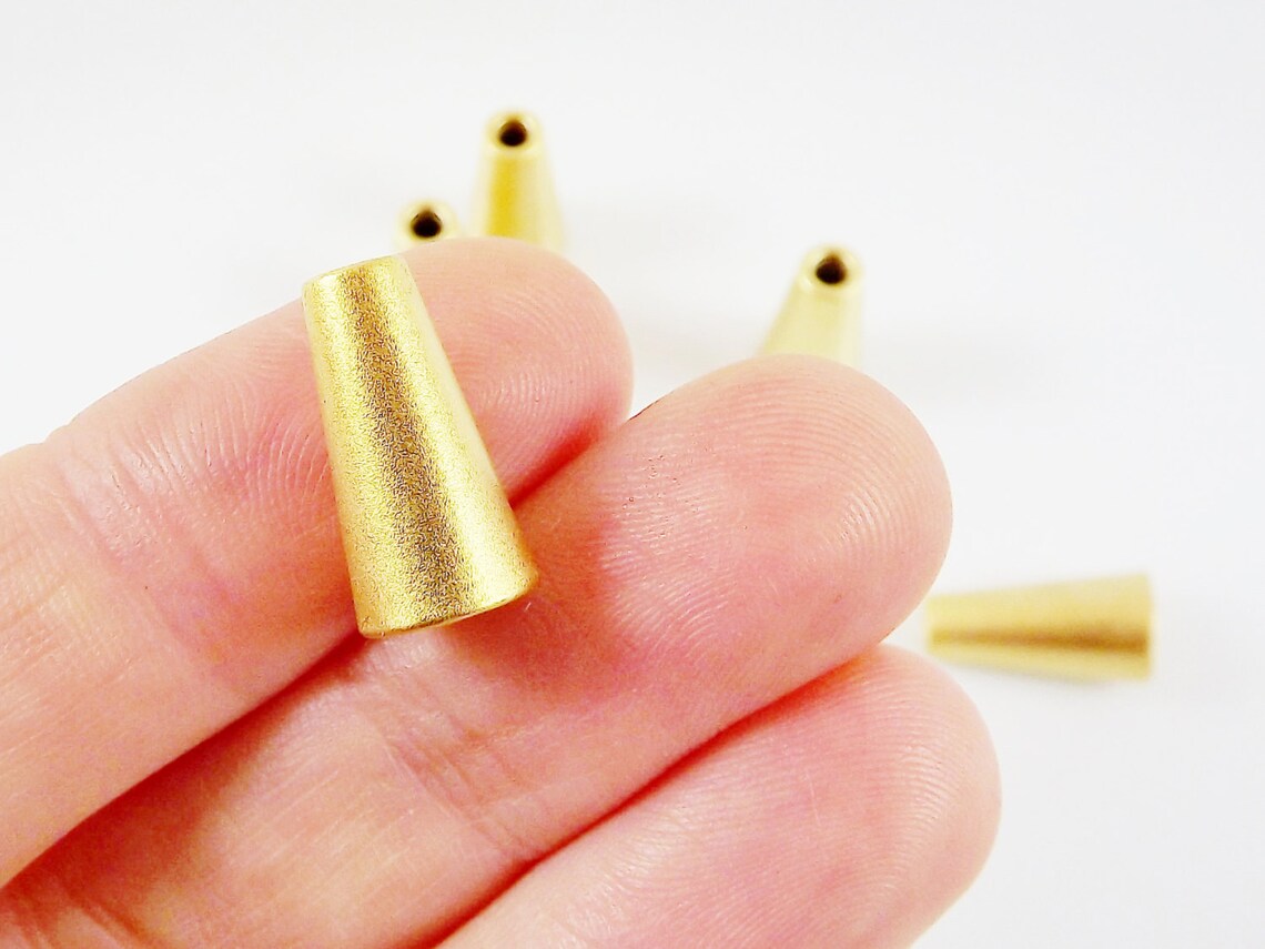 6 Plain Simple Cone Bead End Caps 22k Matte Gold Plated - Etsy