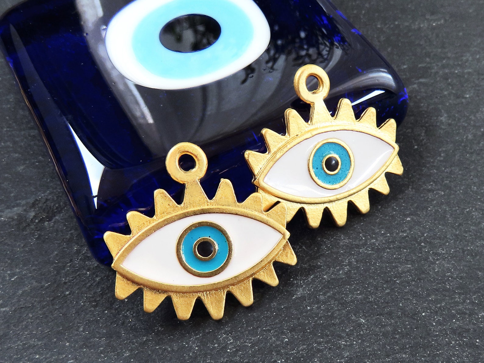 Enamel Evil Eye Pendant Charm, Eye of the Beholder, Good Luck ...