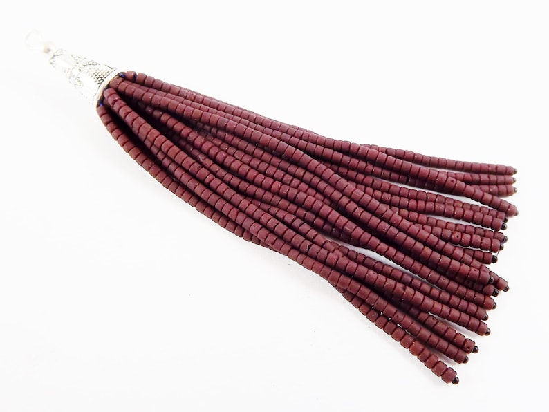 NUEVA Borla con cuentas de tubo Heishi tibetano afgano de color burdeos ...