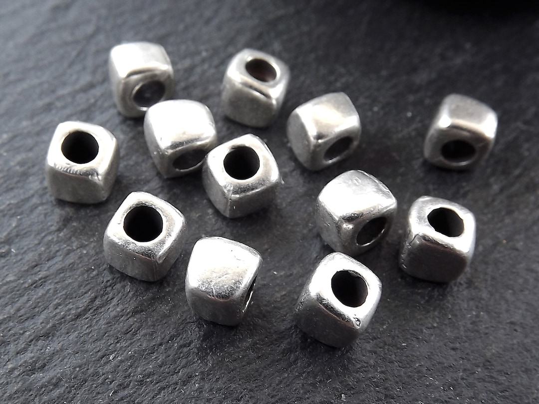 Small Square Nugget Silver Bead Spacers, Organic Square Beads, Greek ...