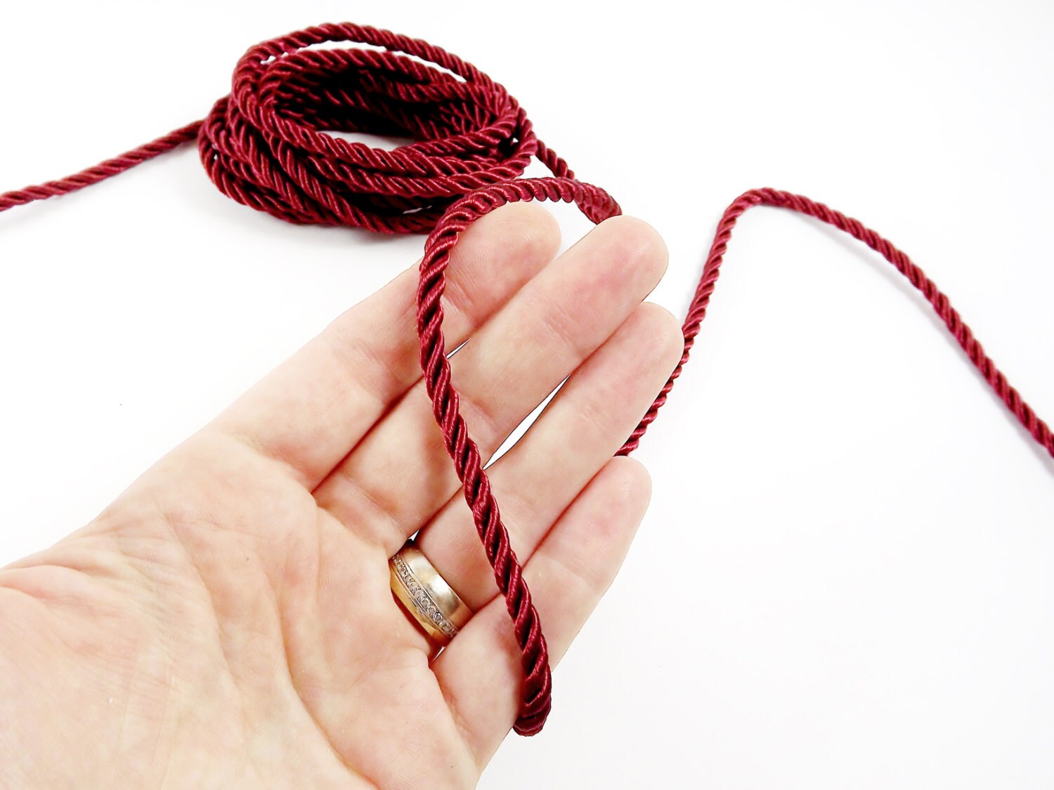 3.5mm Burgundy Twisted Rayon Satin Rope Silk Braid Cord 3 | Etsy