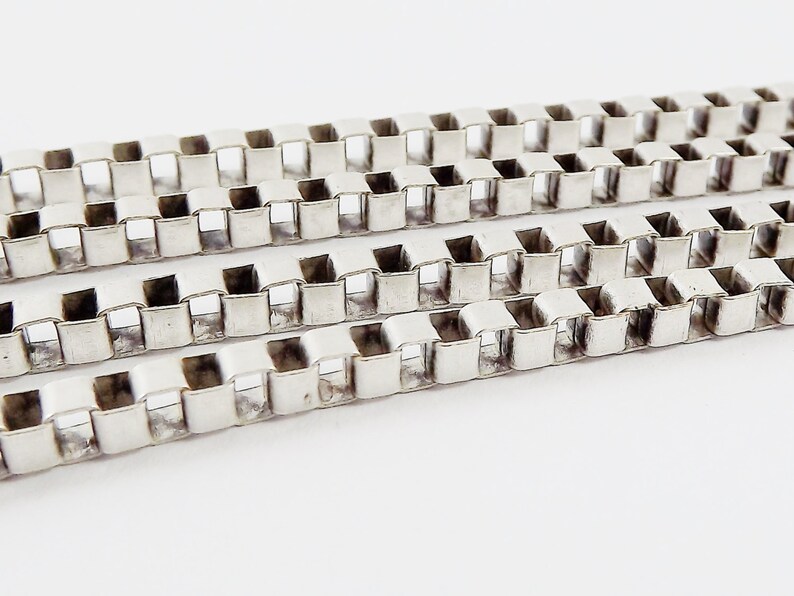 Large Chunky Venetian Box Chain Matte Antique Silver Plated | Etsy