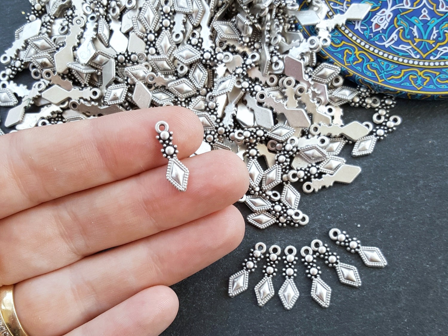 Pendulum Diamond Tribal Charms Non Tarnish Ethnic Turkish Jewelry ...