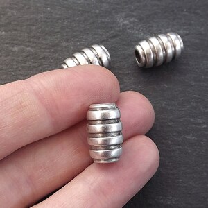 Large Ribbed Barrel Tube Beads - Matte Silver Plated Brass - 3pc - Etsy