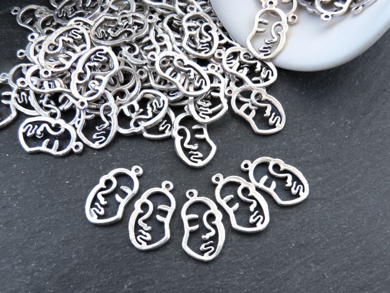 Small Face Pendant Charms Female Face Outline Silhouette - Etsy