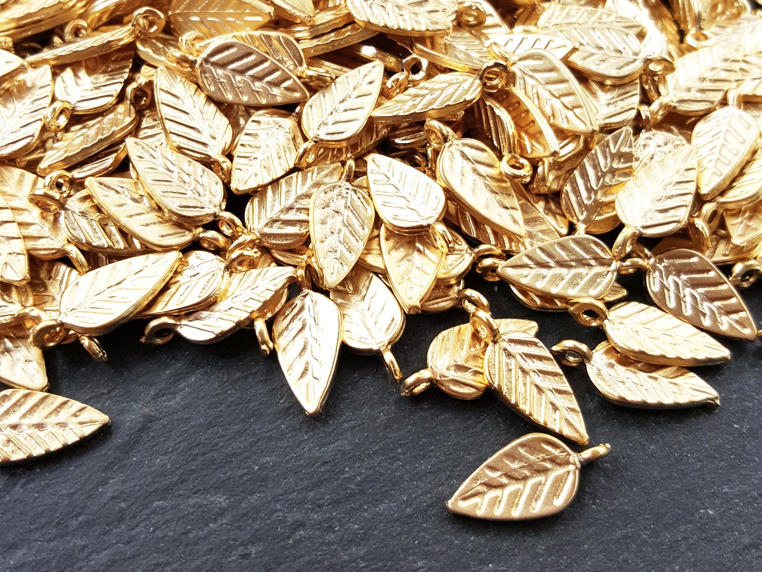 Leaf Charms Pendants, Stamped Leaf Drop Charms Autumn Leaves Fall, 22k ...