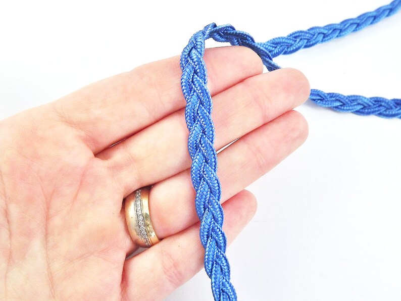Blue Braided Plait Cord Satin Silk Cord Trim - 3 Ply - 1 Meters - 1.09 ...