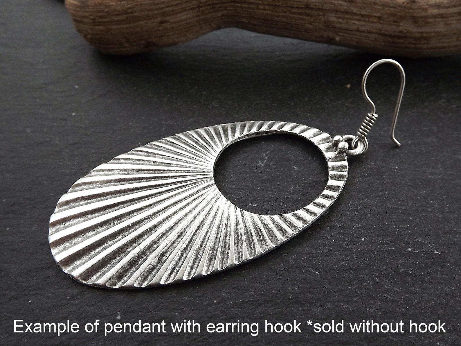 Large Oval Loop Pendant Corrugated Earring Pendant Art Deco - Etsy