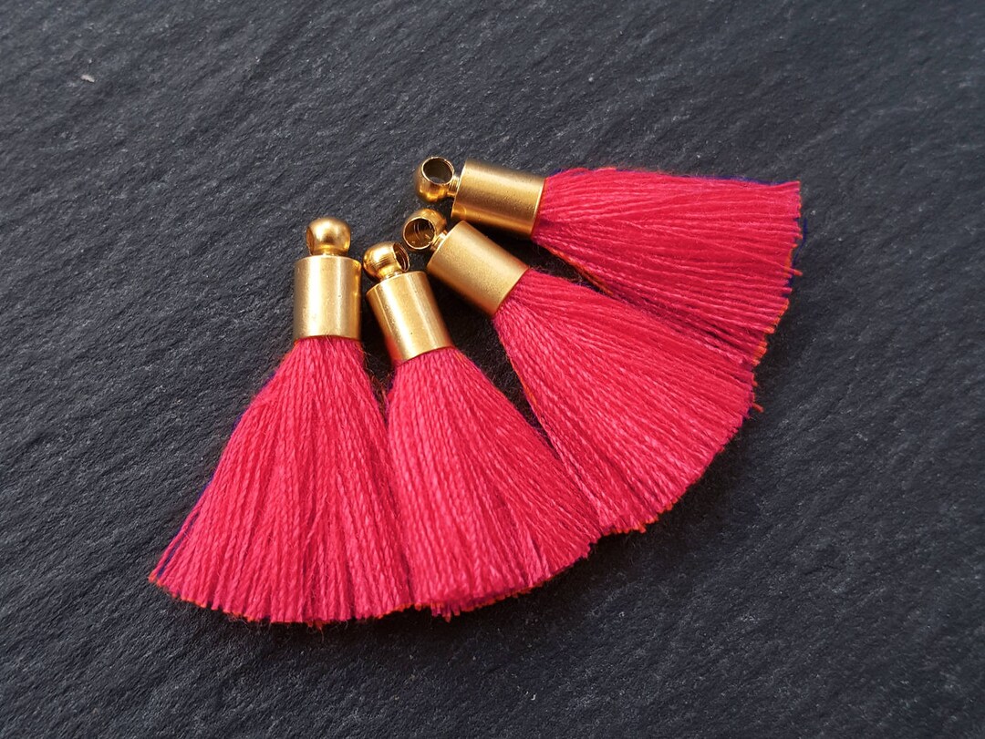 Mini Amaranth Red Soft Thread Tassels Earring Bracelet Tassel Fringe ...