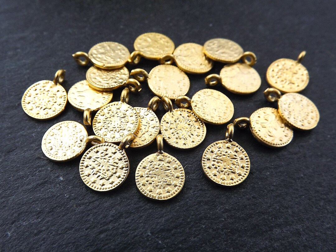 Mini Gold Coin Pendant Charms, Small Turkish Medallion Coin Beads for ...