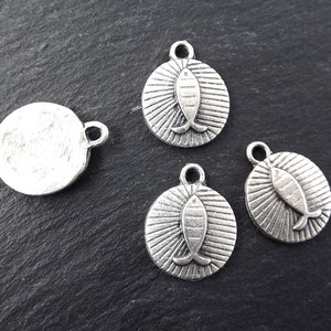 Silver Fish Charms, Greek Fish Charms, Mykonos Fish Pendant, Rustic ...