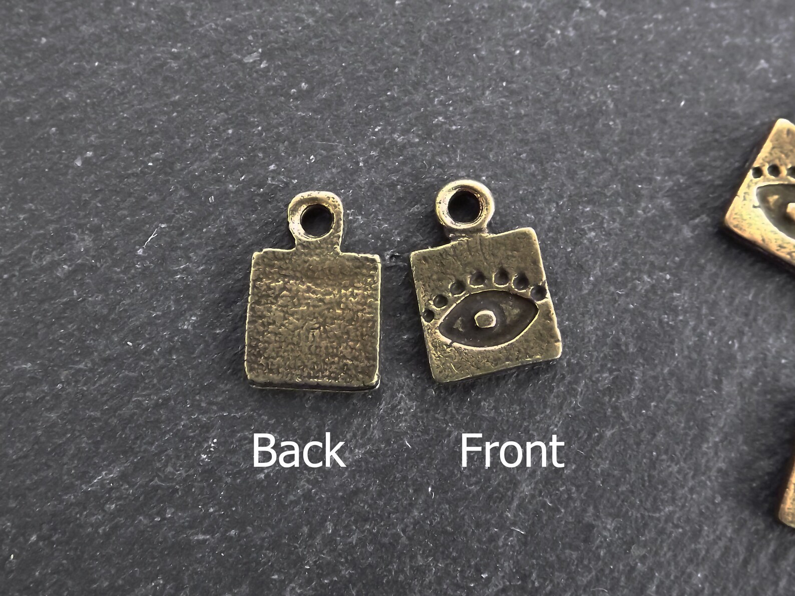 Bronze Mini Square Evil Eye Pendant Charms, Good Luck Protective Amulet ...