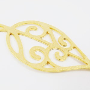 Large Fretwork Leaf Pendant Charm 22k Matte Gold Plated 1PC - Etsy