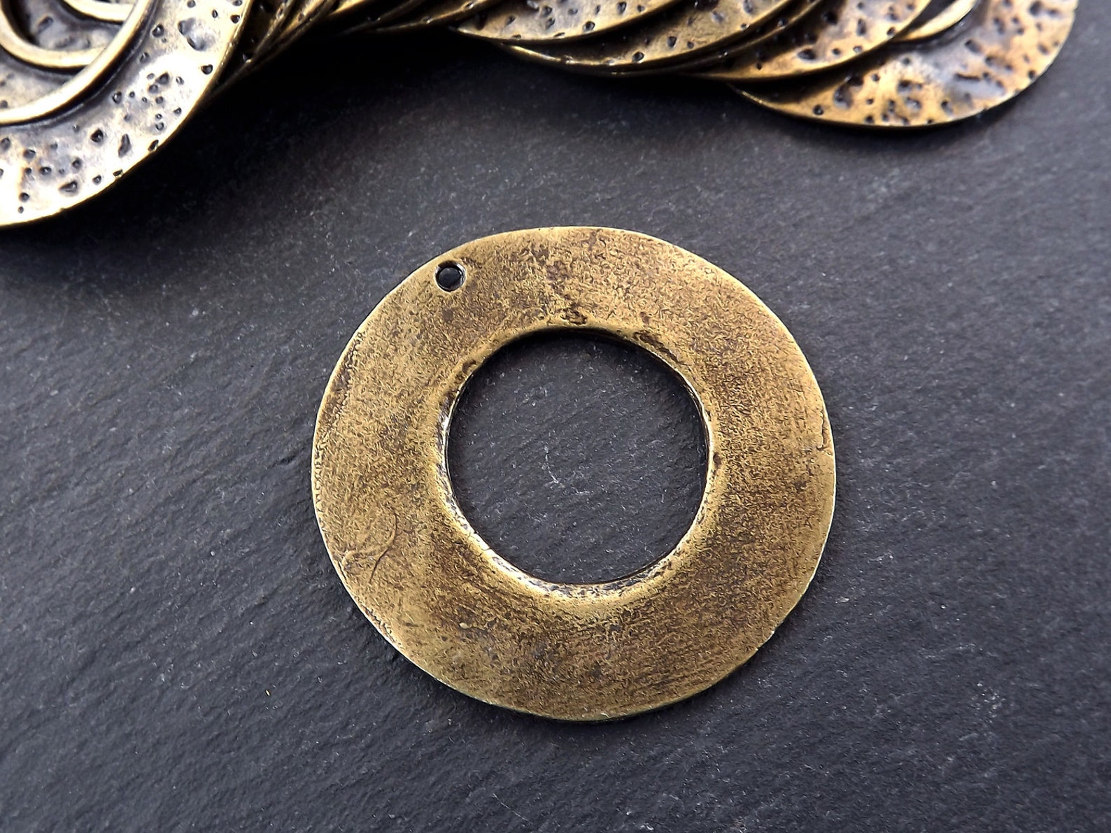 Bronze Loop Pendant, Bronze Round Pendant, Bronze Disc Pendant, Tribal ...