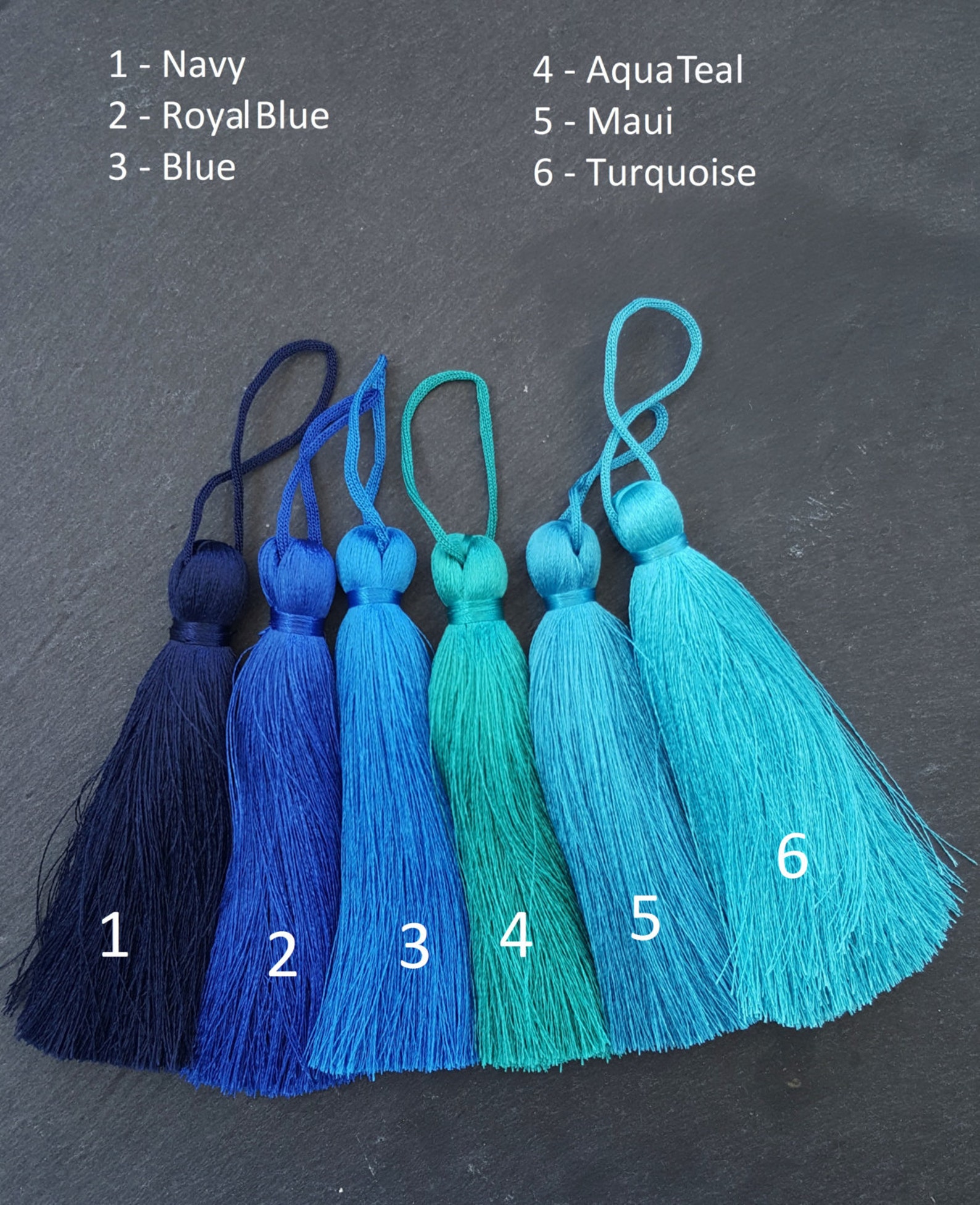 Extra Large Thick Soft Blue Thread Tassels - 4.4 Inches - 113mm - 1 Pc ...
