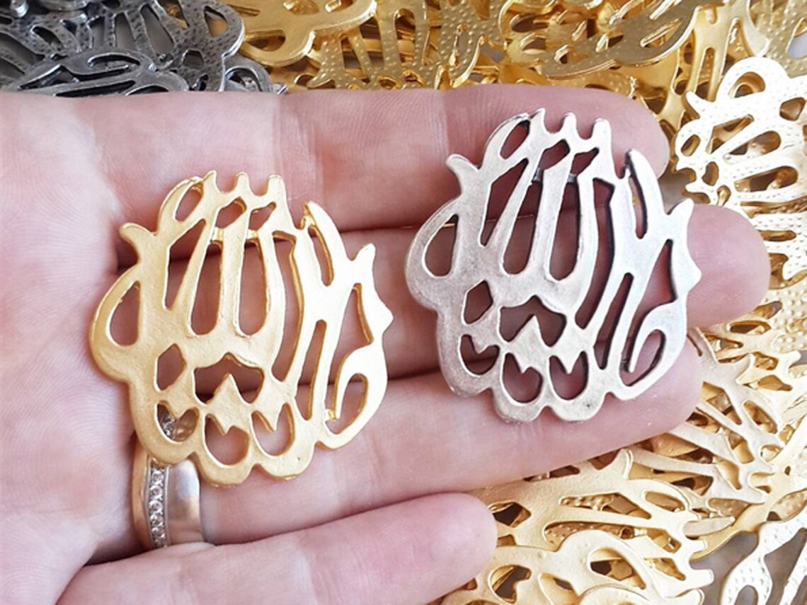 Medium Arabic Calligraphy Mashallah Pendant 22k Matte Gold | Etsy