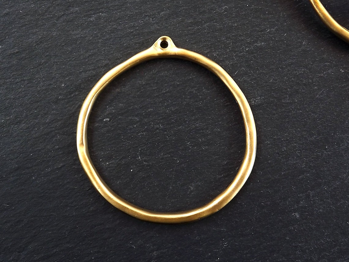 Gold Loop Pendant Large Gold Loop Gold Ring Pendant Link - Etsy