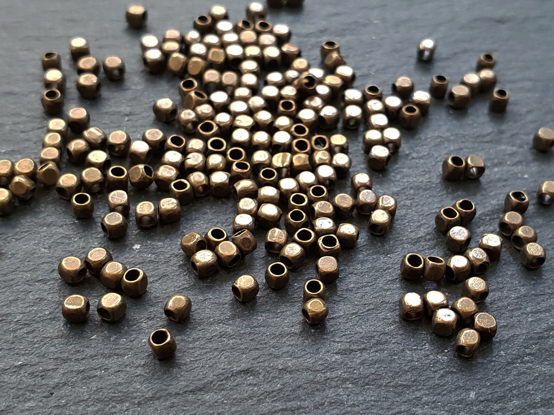 Bronze Cube Beads, 1.5 X 2mm Cube Beads, Tiny Cube Beads, Small Cube ...