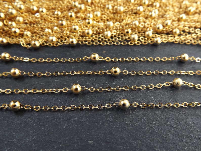 Satellite Chain Ball Beaded Chain Delicate Cable Chain Dew - Etsy