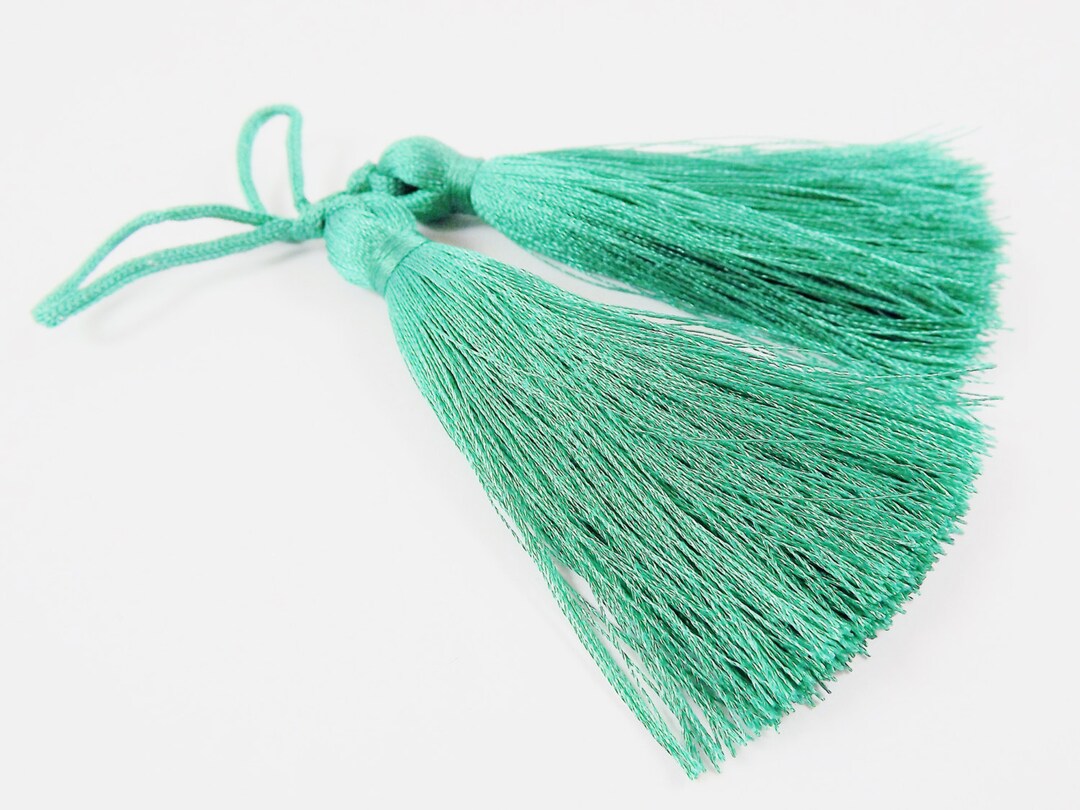 Long Deep Soft Teal Green Silk Thread Tassels - 3 Inches - 77mm - 2 Pc ...