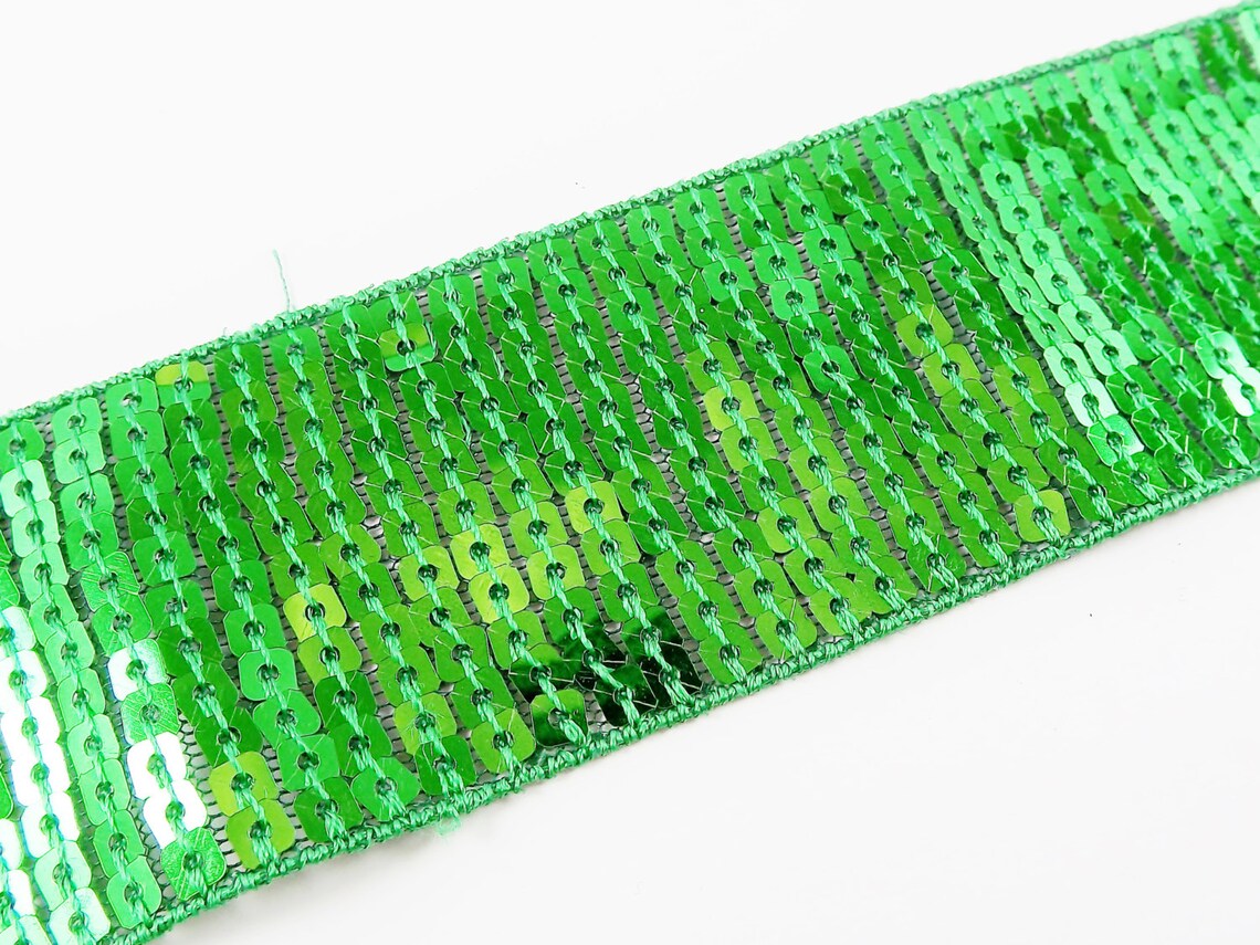 Emerald Green Sparkly Square Sequin Border Trim Lace Ribbon - 1.81 ...
