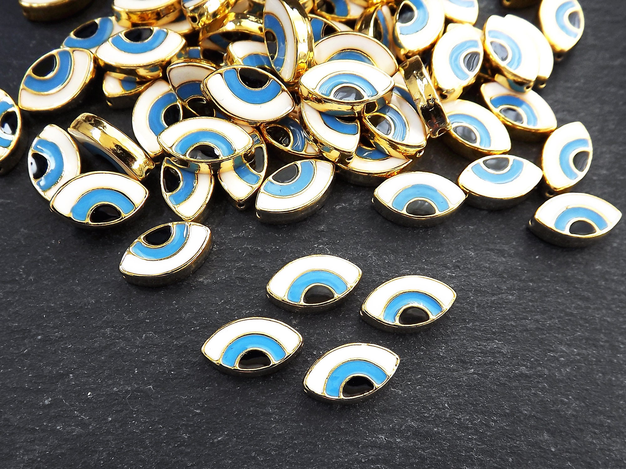 Evil Eye Beads Blue Evil Eye Enamel Evil Eye Bead Bead - Etsy