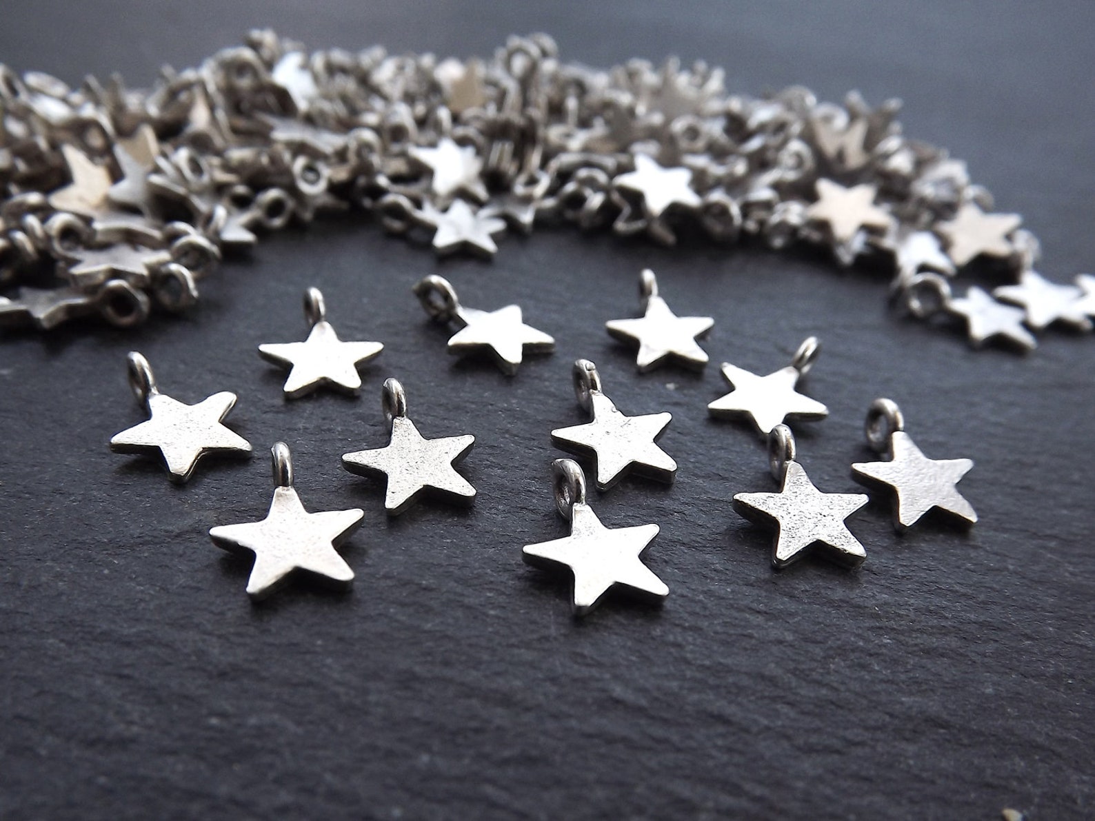 20 Silver Mini Star Charms, Silver Stars, Tiny Star Charms, Drop Charm ...