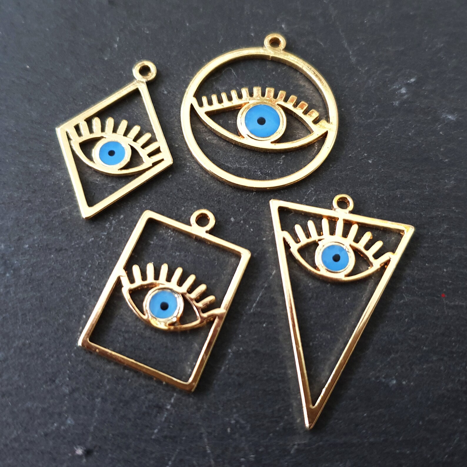 Gold Evil Eye Charm Rectangle Eye Pendant Earring Charms - Etsy