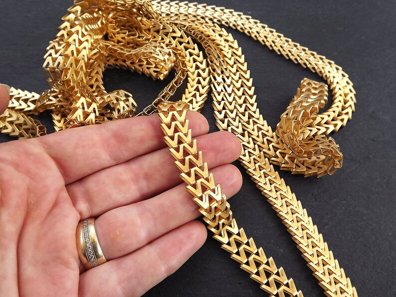 Large Chunky Gold W Link Chain Unusual Statement Chain Fold - Etsy