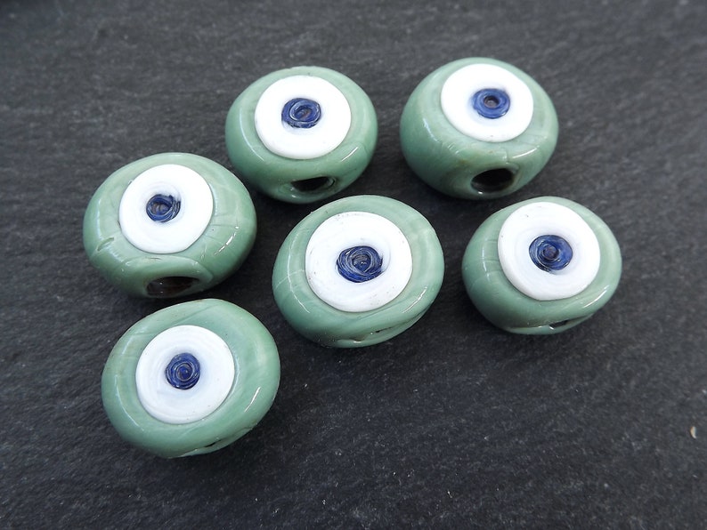 6 Seafoam Green Evil Eye Nazar Glass Bead Traditional Turkish - Etsy