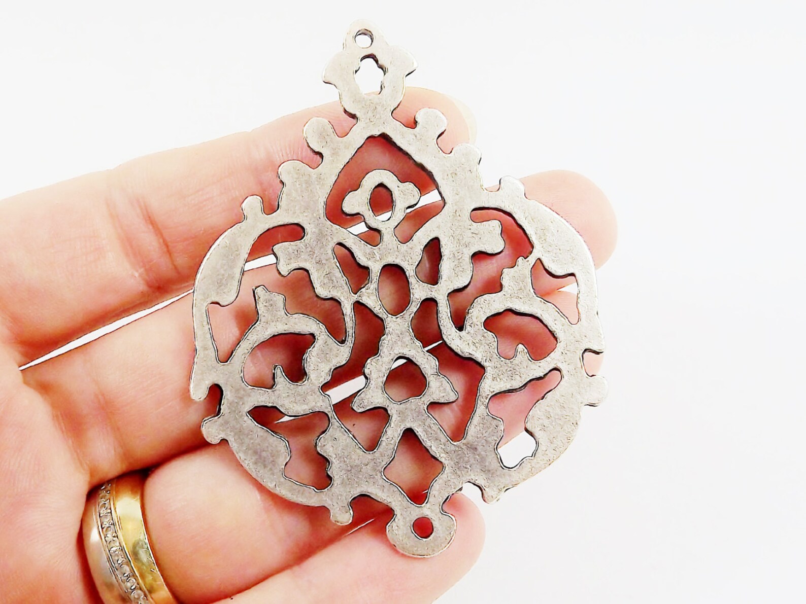 Silver Fretwork Pendant, Baroque Pendant, Silver Pendant, Baroque Style ...