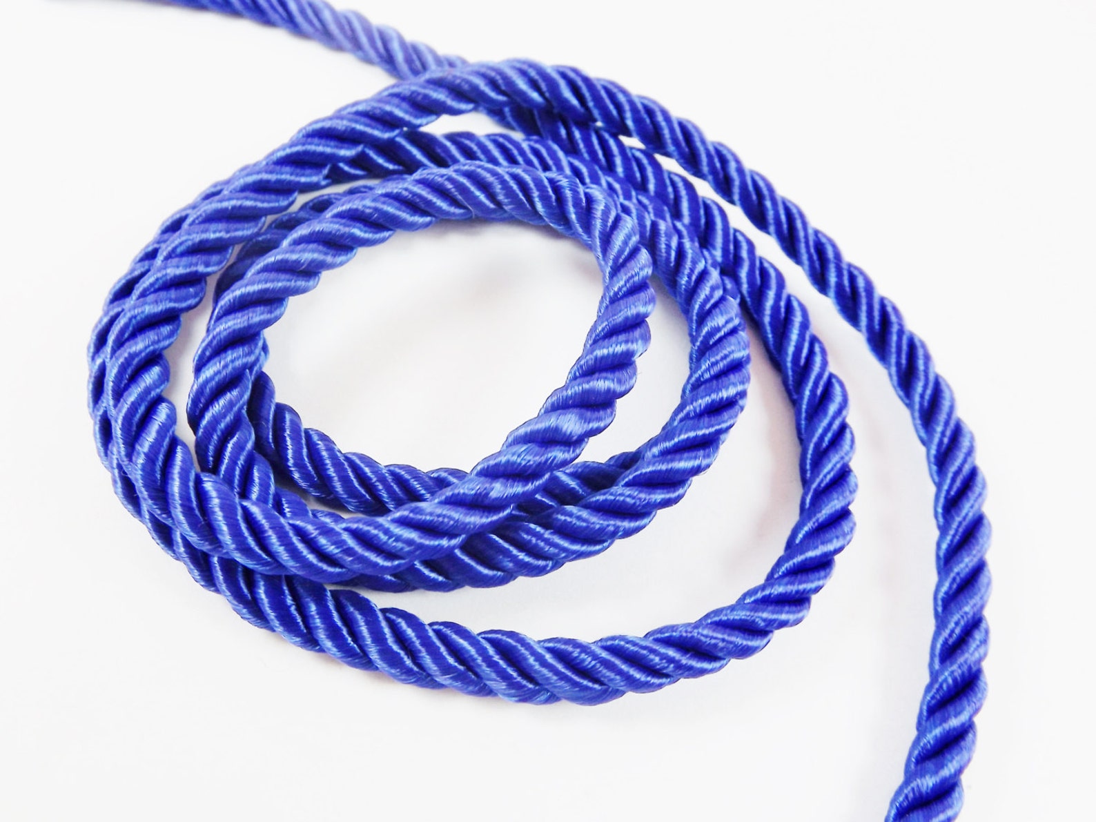 Royal Blue 5mm Twisted Rayon Satin Rope Silk Braid Cord 3 Ply Twist 1 ...